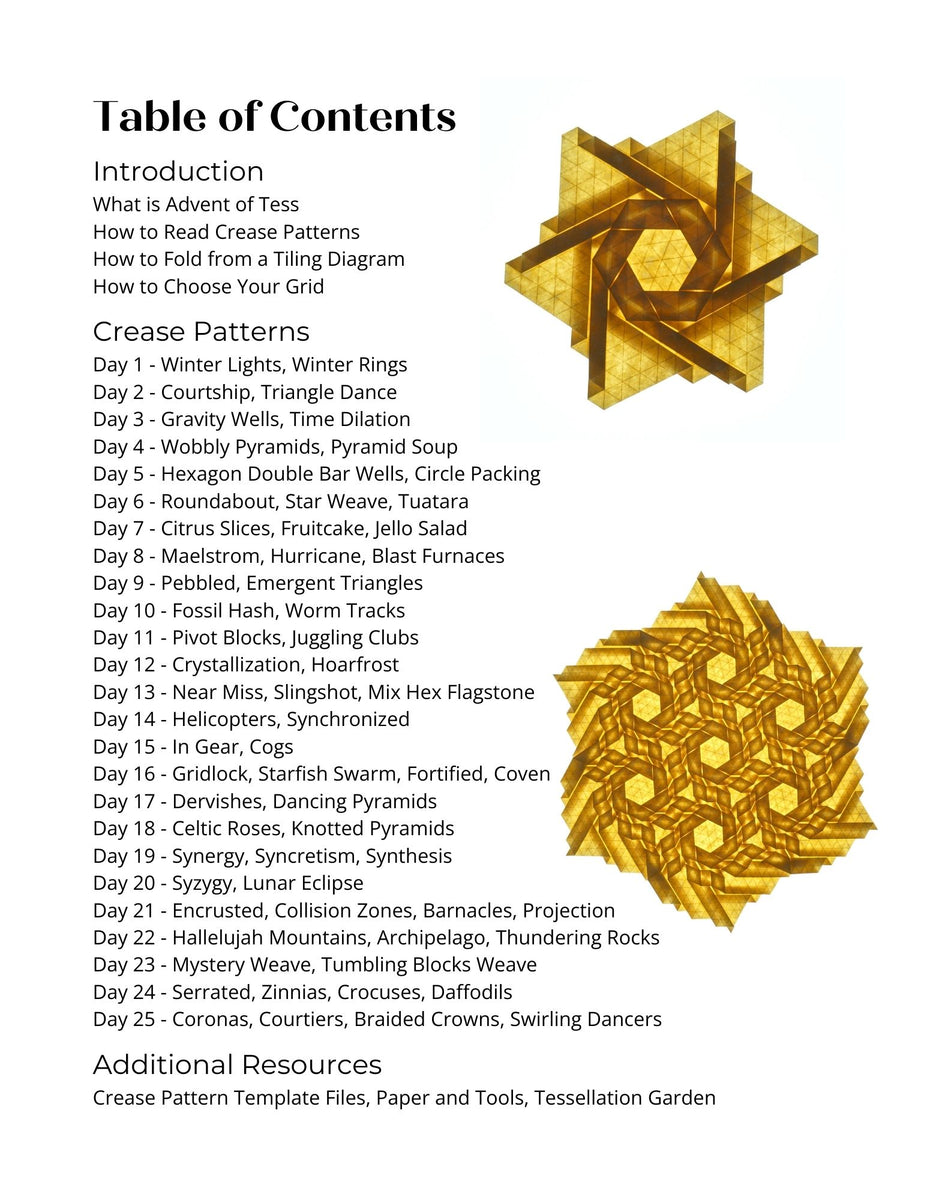 Advent of Tess 2025 Crease Pattern Ebook – Gathering Folds